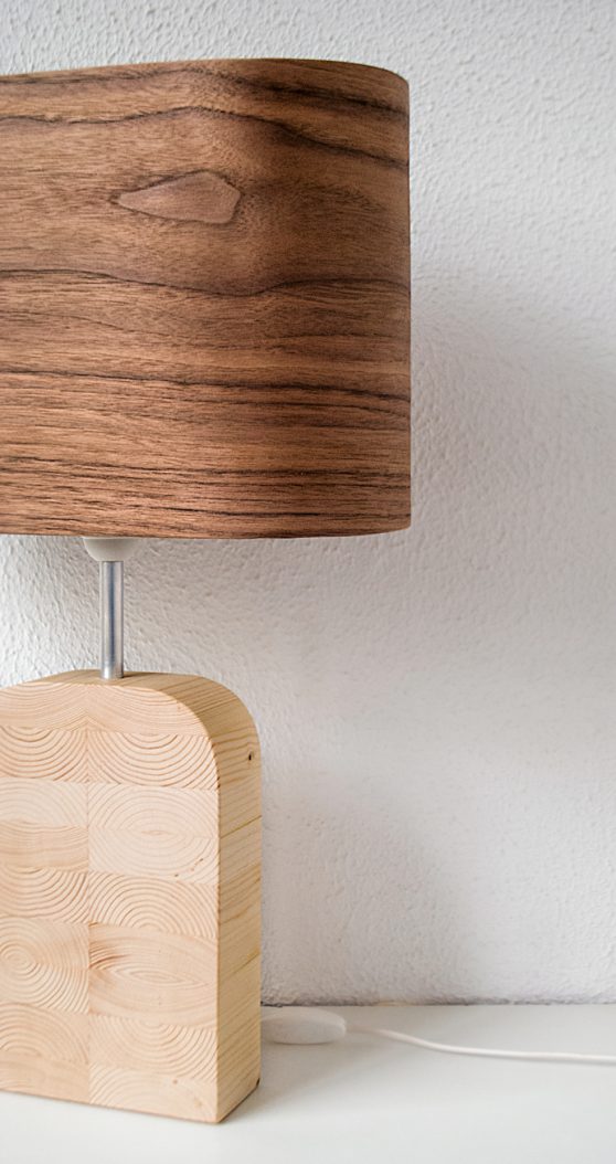 Handmade Wooden Table Lamp 'Motif Wood 6 Walnut Wagon' - Wood U Light