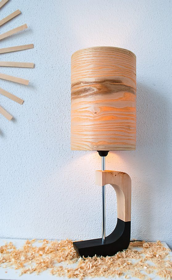 Handmade Wooden Table Lamp 'Shapes' - Black - Wood U Light