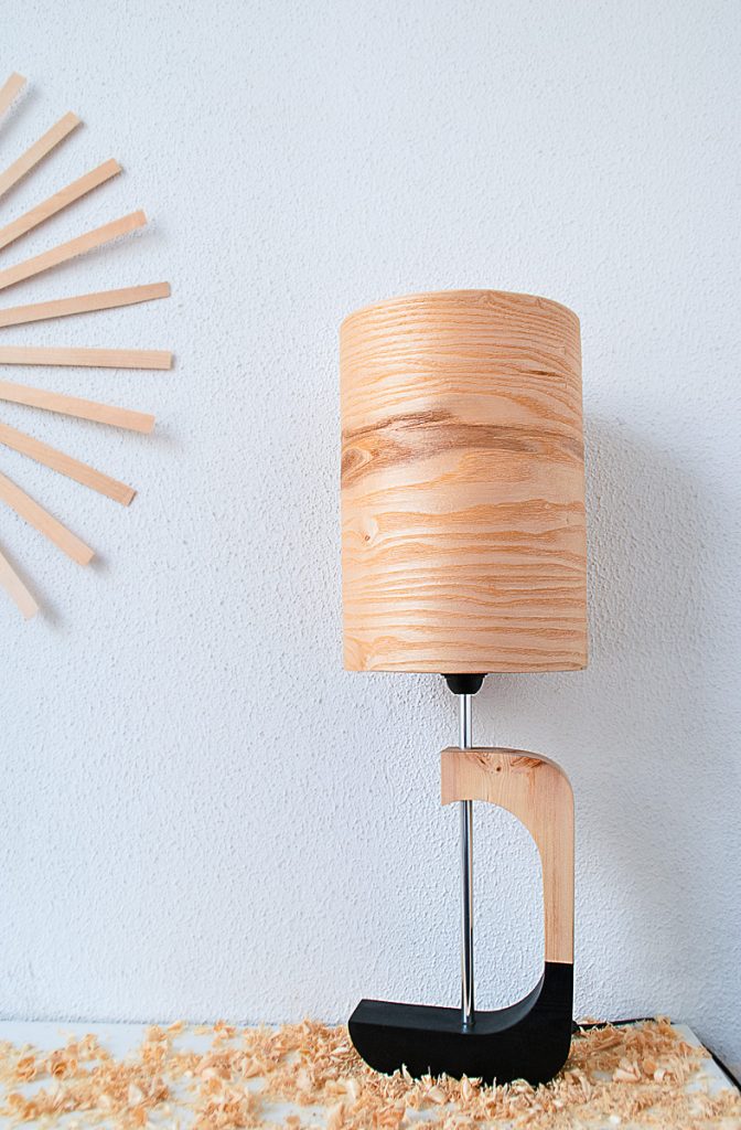 Handmade Wooden Table Lamp 'Shapes' - Black - Wood U Light