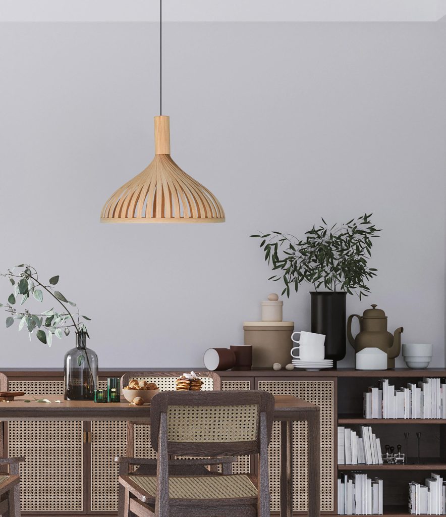 Handmade Wooden Ceiling Light - 'Tropical II' - Wood U Light