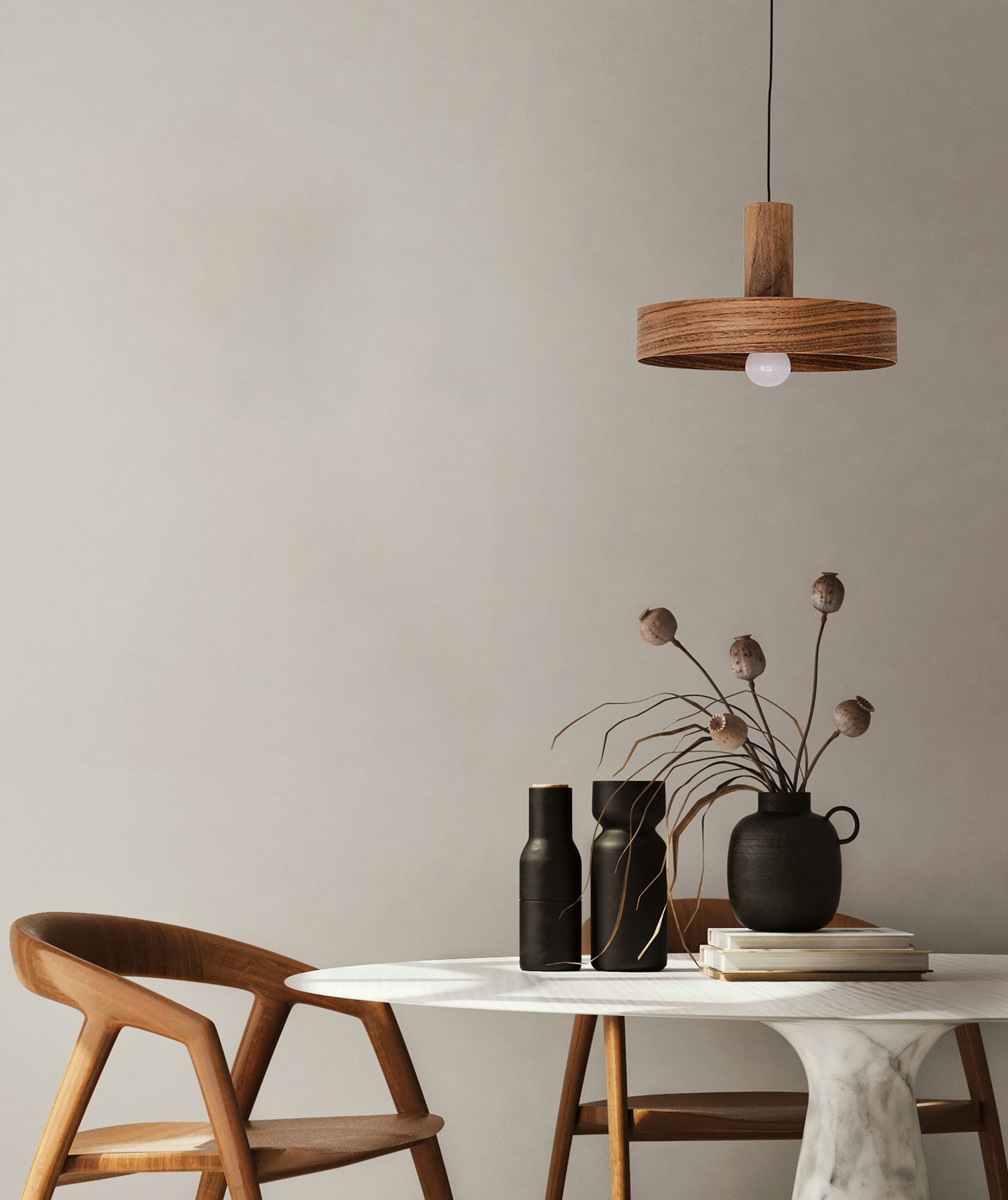 Nora Walnut - Handmade Wood Ceiling Light - Wood U Light